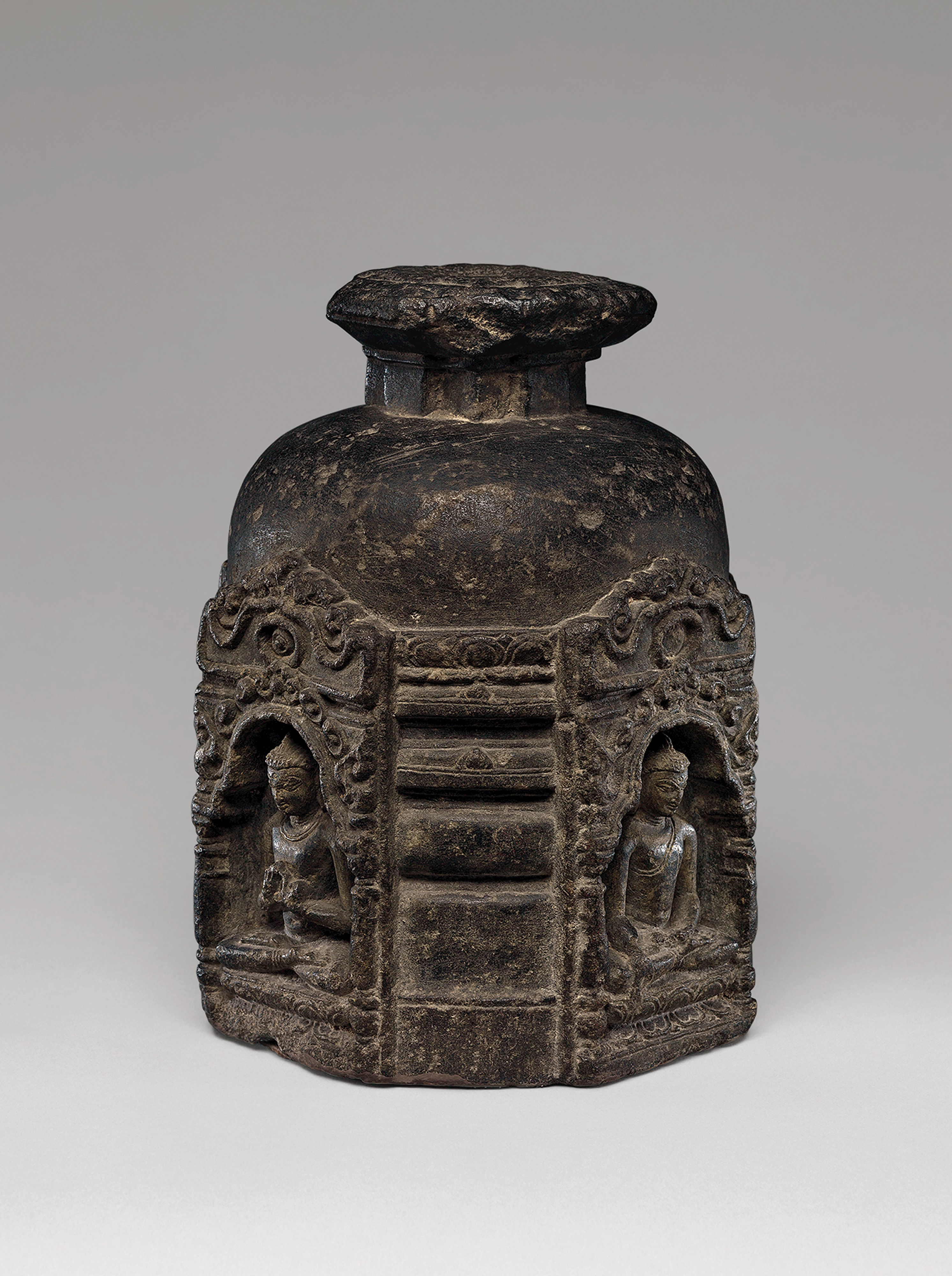 Votive Stupa with Four Buddhas - India, Bihar - Pala period - The ...