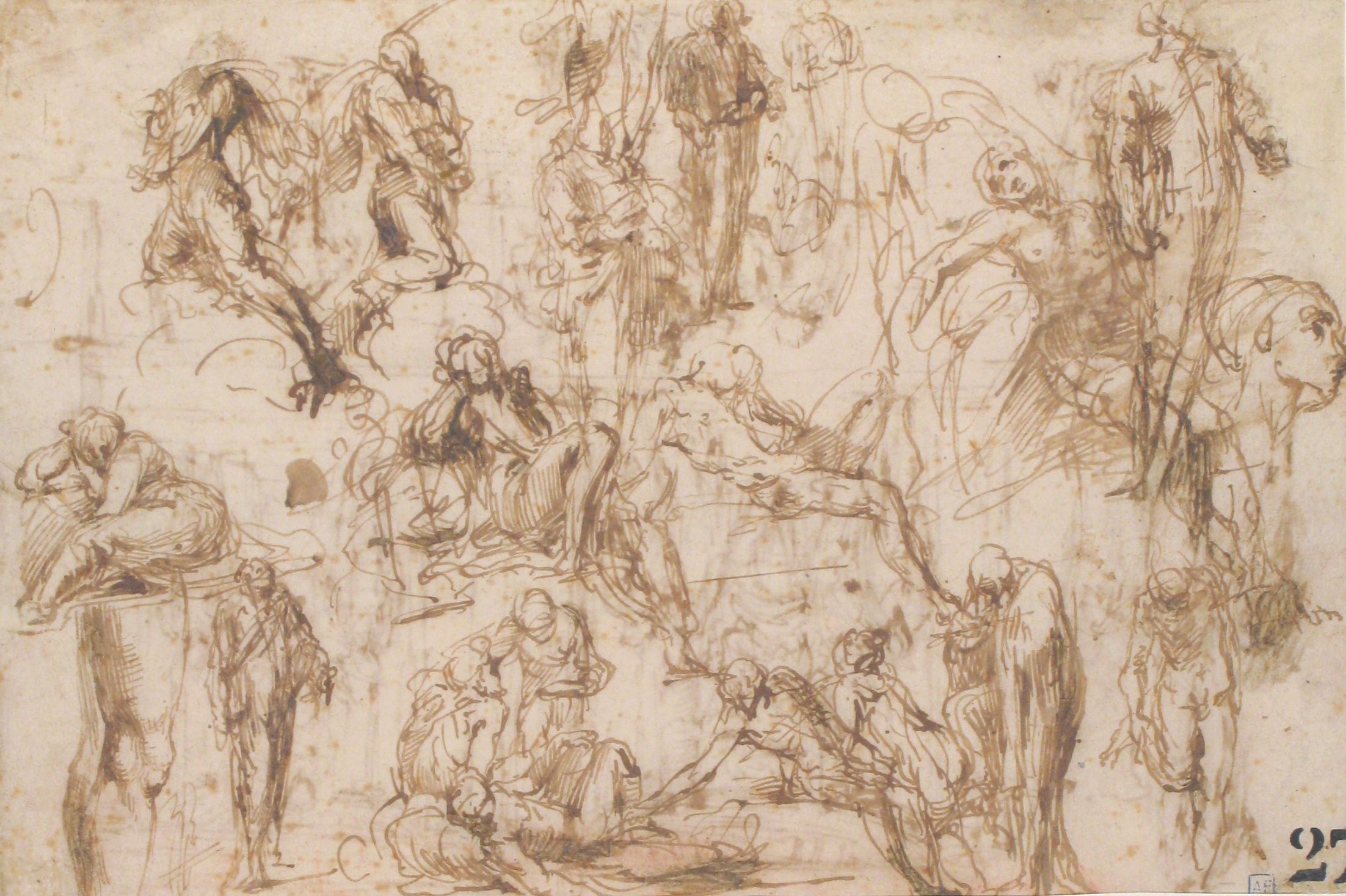 Polidoro da Caravaggio - Studies for an Altarpiece with the Virgin ...