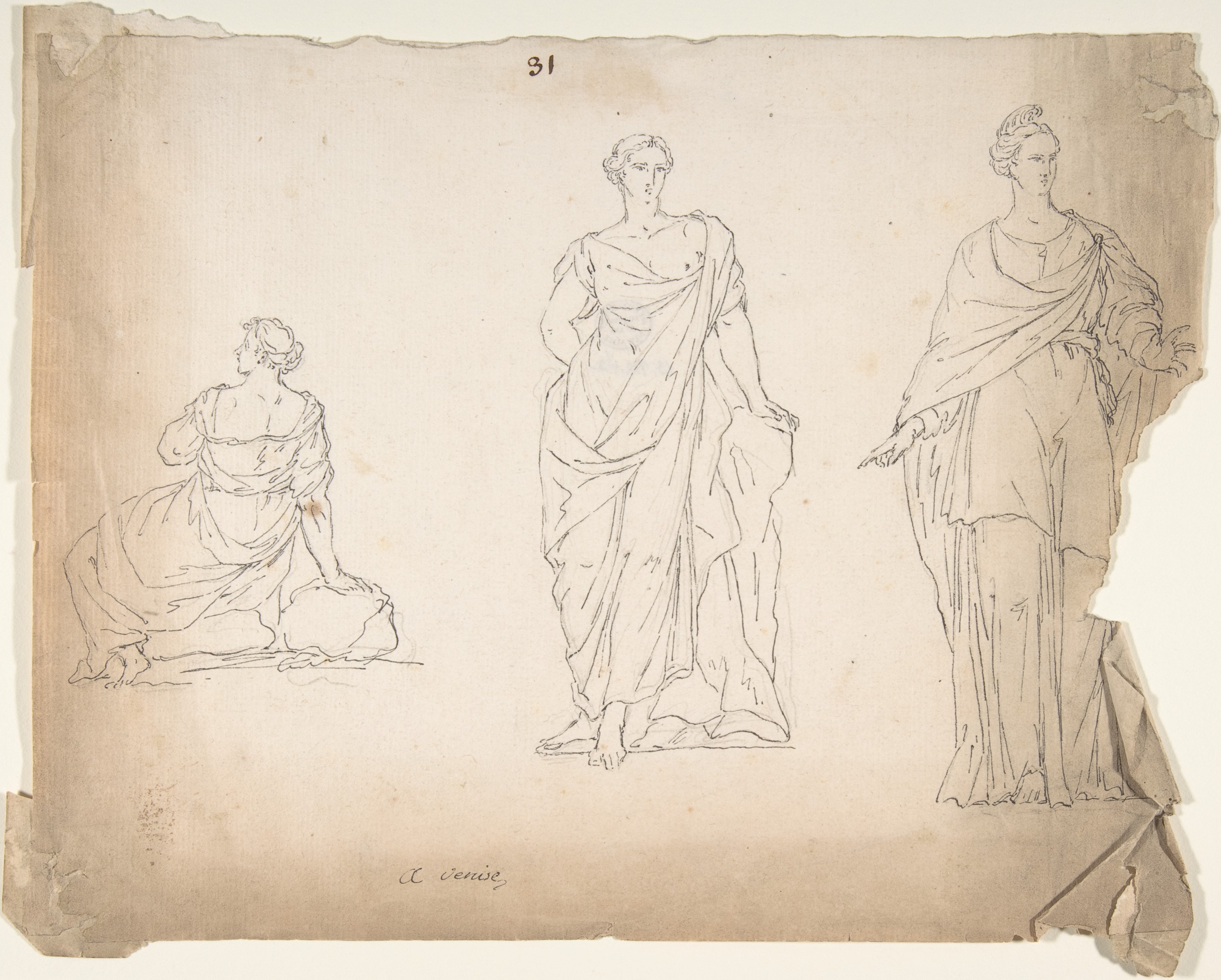 Anonymous, French, 18th century | Studies of Female Statues | The ...
