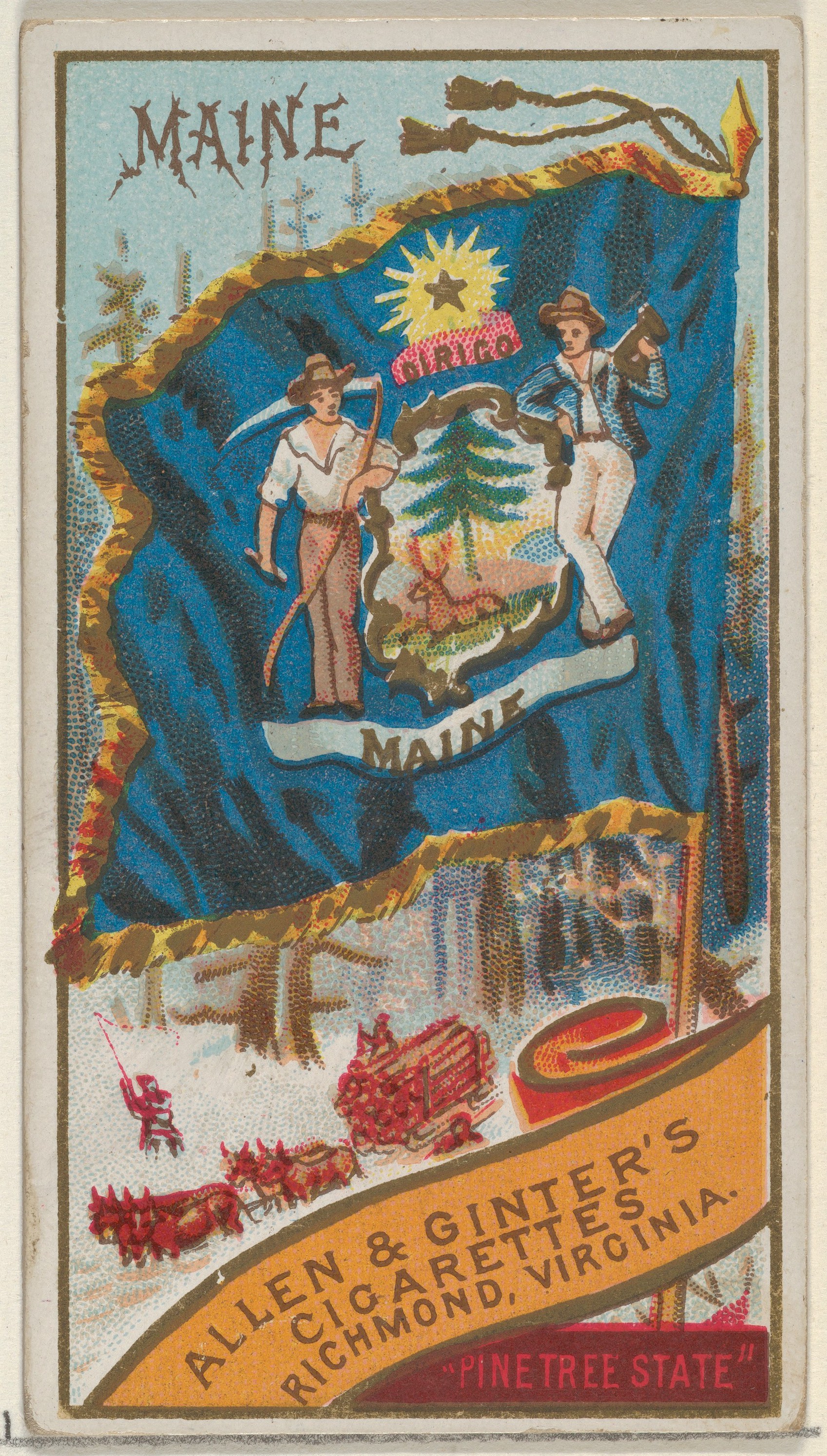 Issued By Allen Ginter Maine From Flags Of The States And