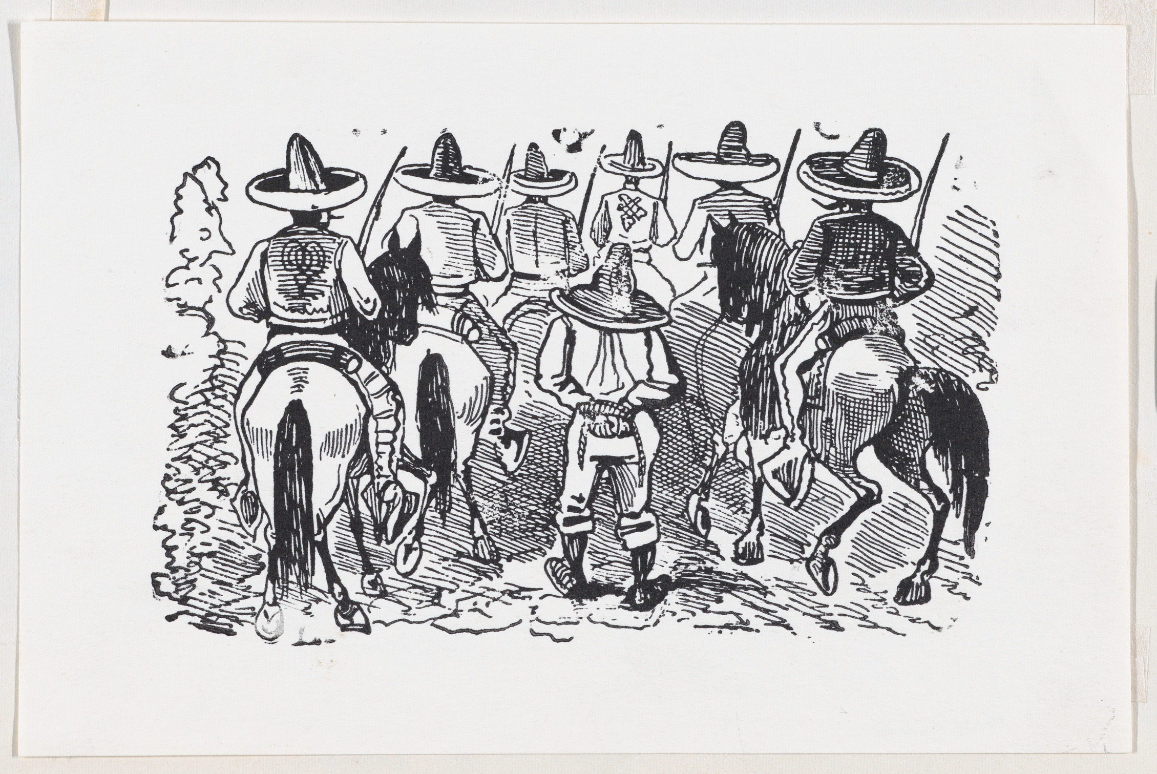 José Guadalupe Posada | A group of Zapata followers on horseback from a ...