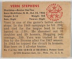Issued by Bowman Gum Company | Vern Stephens, Shortstop, Boston Red Sox ...
