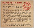 Issued by Bowman Gum Company - Walter "Hoot" Evers, Outfield, Detroit ...