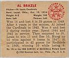 Issued by Bowman Gum Company - Al Brazle, Pitcher, St. Louis Cardinals ...