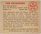 Issued by Bowman Gum Company | Ken Kavanaugh, End, Chicago Bears, from ...