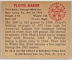 Issued by Bowman Gum Company - Floyd Baker, 3rd Base, Chicago White Sox ...