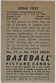 Issued by Bowman Gum Company - Eddie Yost, 3rd Base, Washington ...
