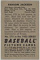Issued by Bowman Gum Company - Ransom Jackson, 3rd Base, Chicago Cubs ...