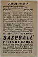 Issued by Bowman Gum Company - Charlie Dressen, Manager, Brooklyn ...