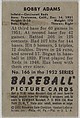 Issued by Bowman Gum Company - Bobby Adams, Infield, Cincinnati Reds ...