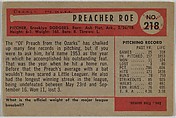 Issued by Bowman Gum Company | Preacher Roe, Pitcher, Brooklyn Dodgers ...