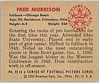 Issued by Bowman Gum Company | Card Number 98, Fred Morrison, Fullback ...