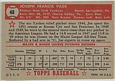 Issued by Topps Chewing Gum Company - Card Number 48, Joe Page, New ...