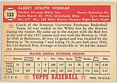 Issued by Topps Chewing Gum Company - Card Number 133, Al Widmar ...