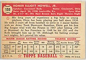 Issued by Topps Chewing Gum Company | Card Number 135, Dixie Howell ...