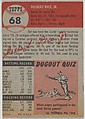 Issued by Topps Chewing Gum Company - Card Number 68, Del Rice, Catcher ...