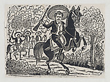 José Guadalupe Posada | Emiliano Zapata on horseback, scene from the ...