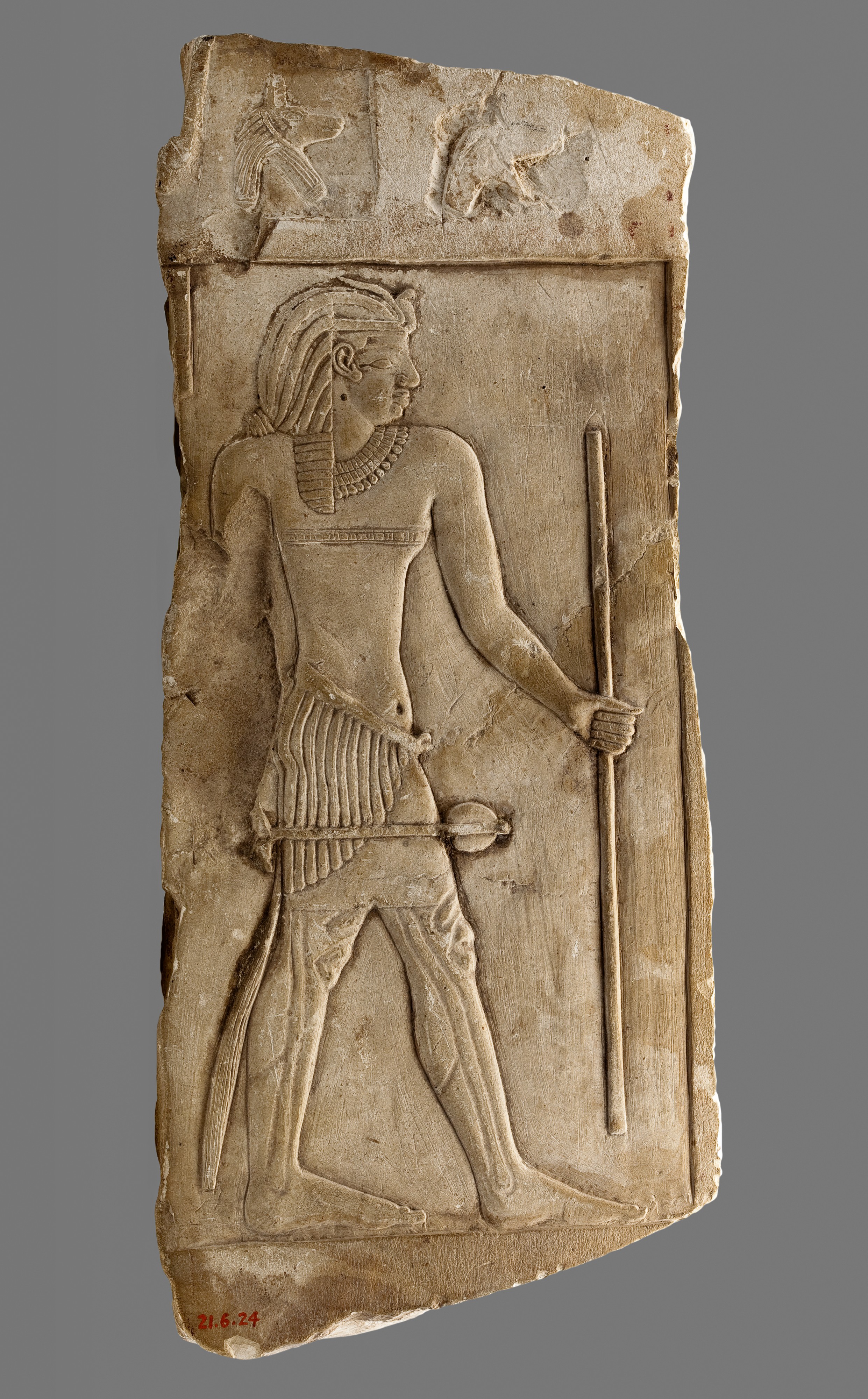 Sculptor's model/votive depicting a king and jackal busts - Late Period ...