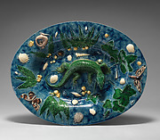 Georges Pull | Small plate with lizard, shells, and blue and purple ...