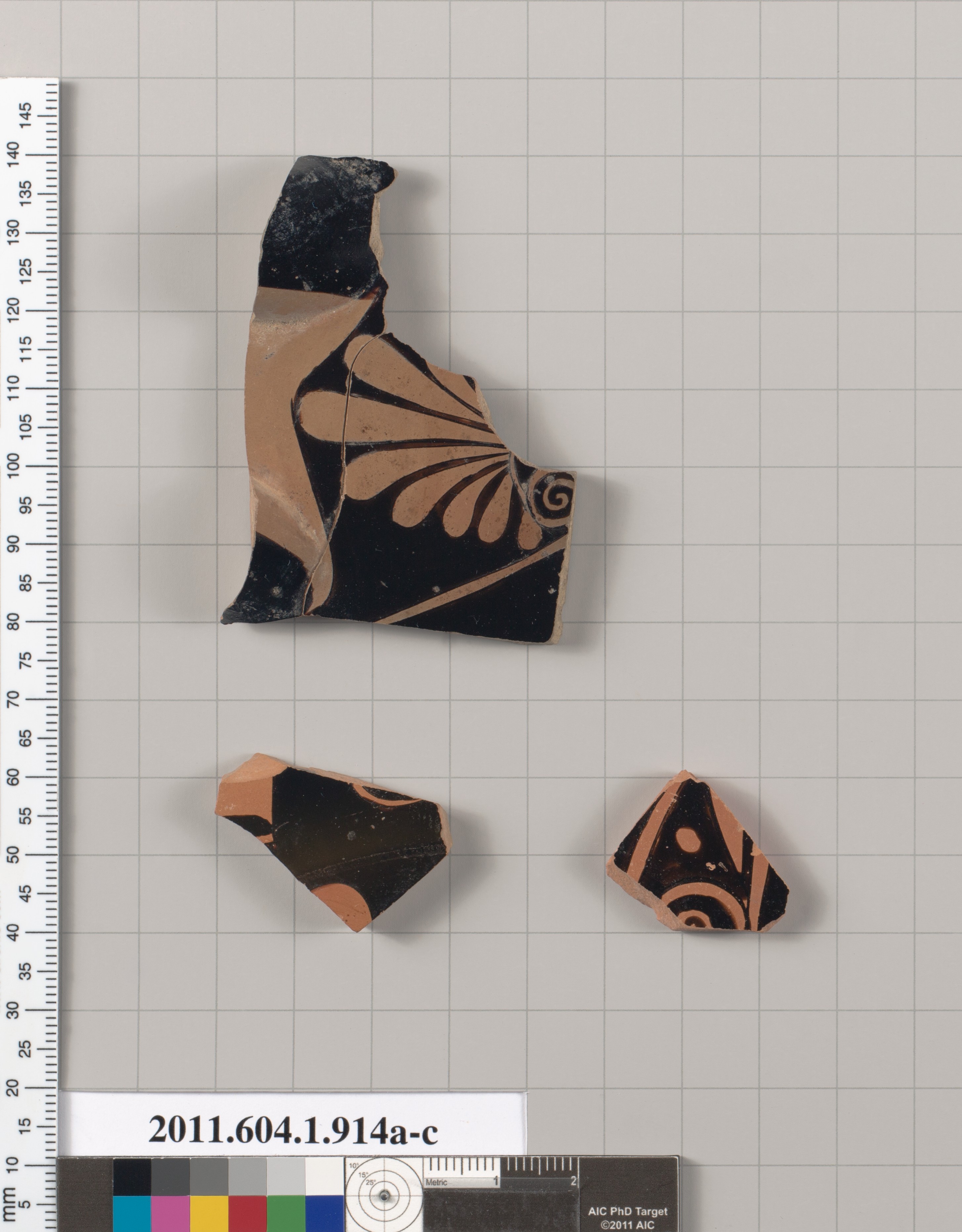 Terracotta fragments of kylikes (drinking cups) - Greek, Attic ...