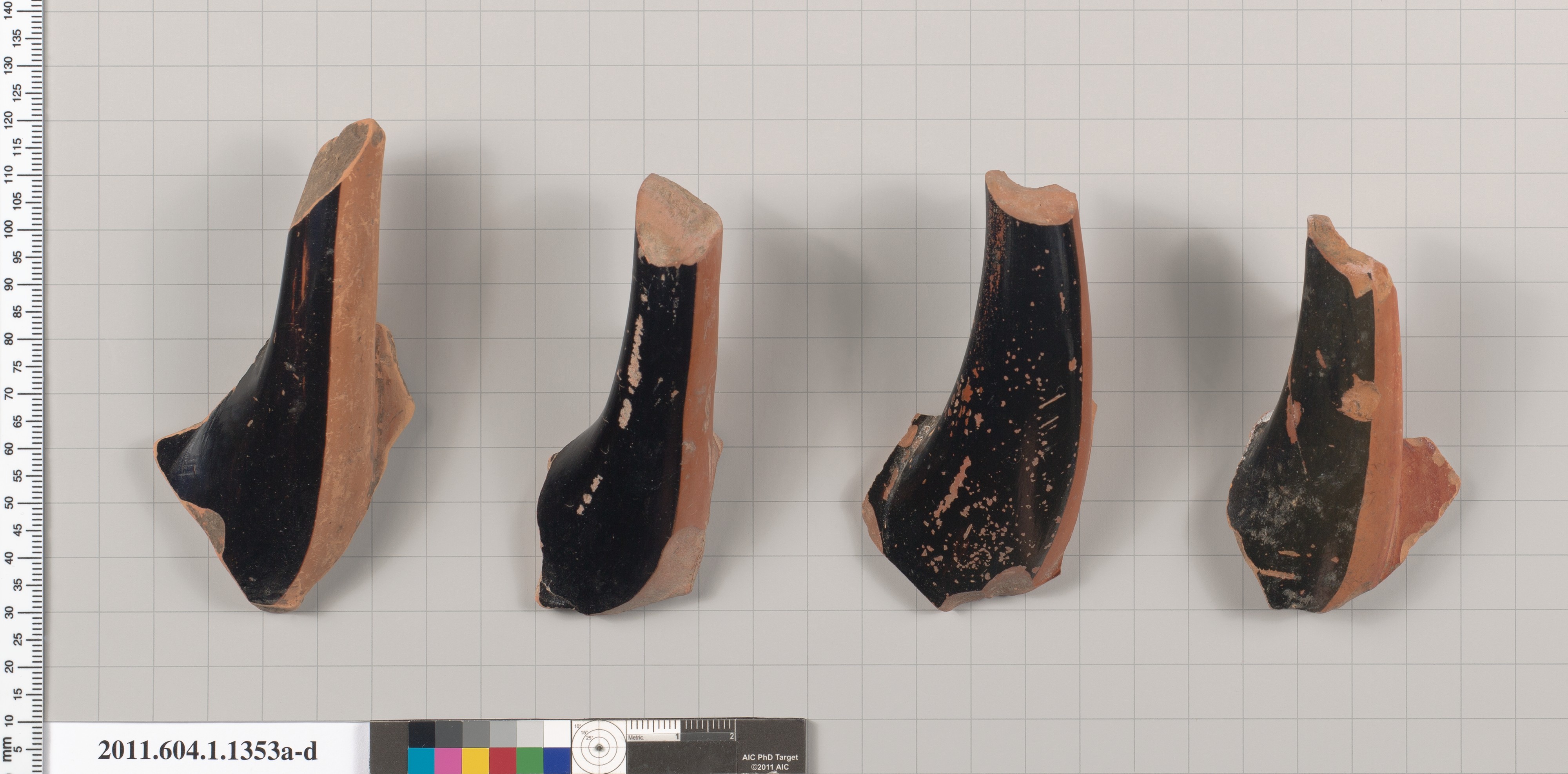 Terracotta fragments of kylikes (drinking cups) - Greek, Attic ...