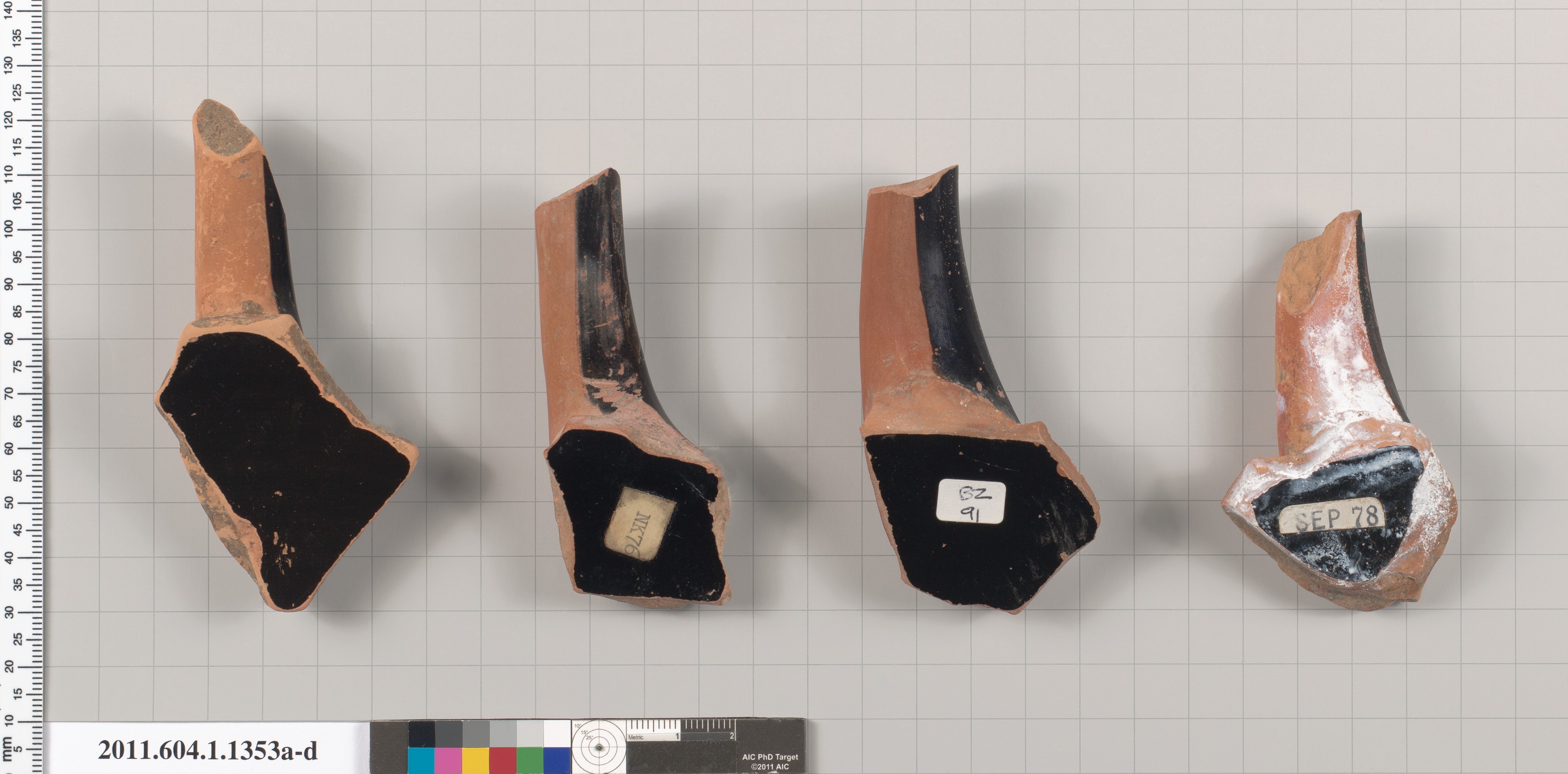 Terracotta fragments of kylikes (drinking cups) - Greek, Attic ...