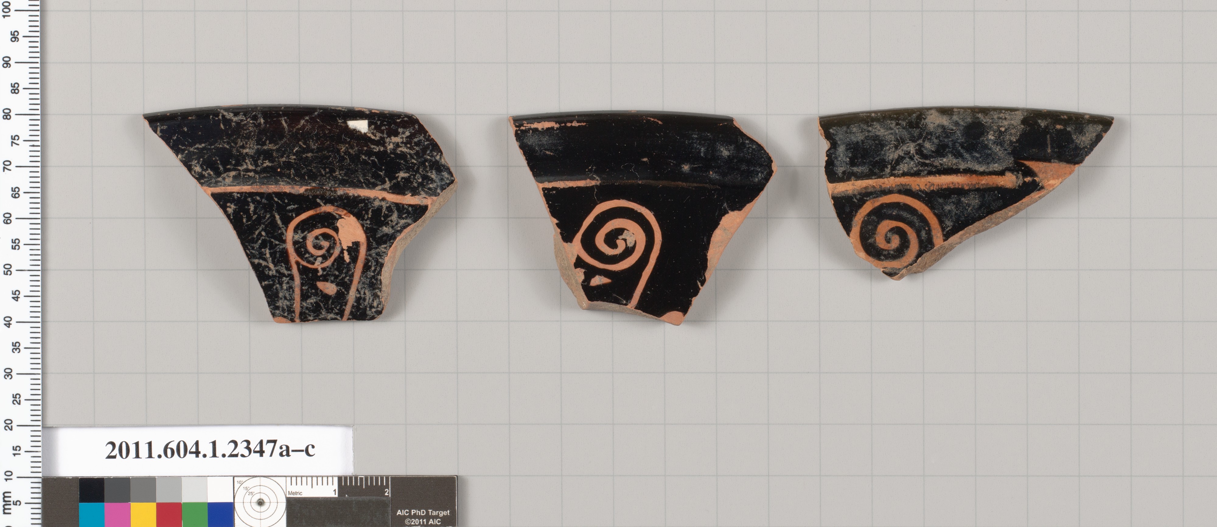 Terracotta rim fragments of kylikes (drinking cups) - Greek, Attic ...