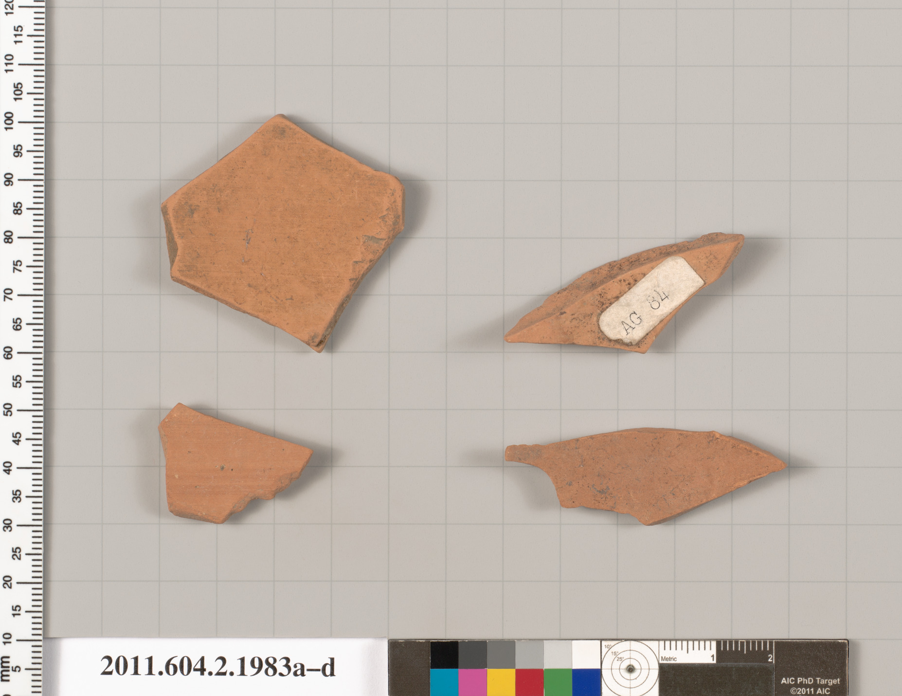 Terracotta fragments of pots; unglazed on the inside - Greek, Attic ...