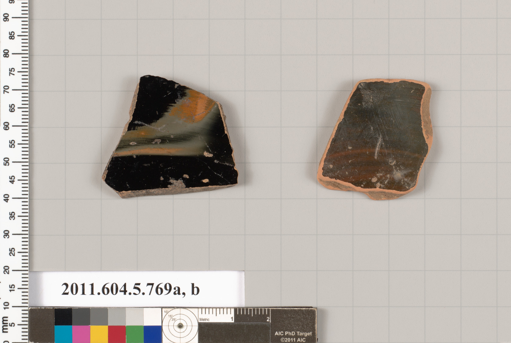 Terracotta fragments of kylikes (drinking cups) - Greek, Attic ...