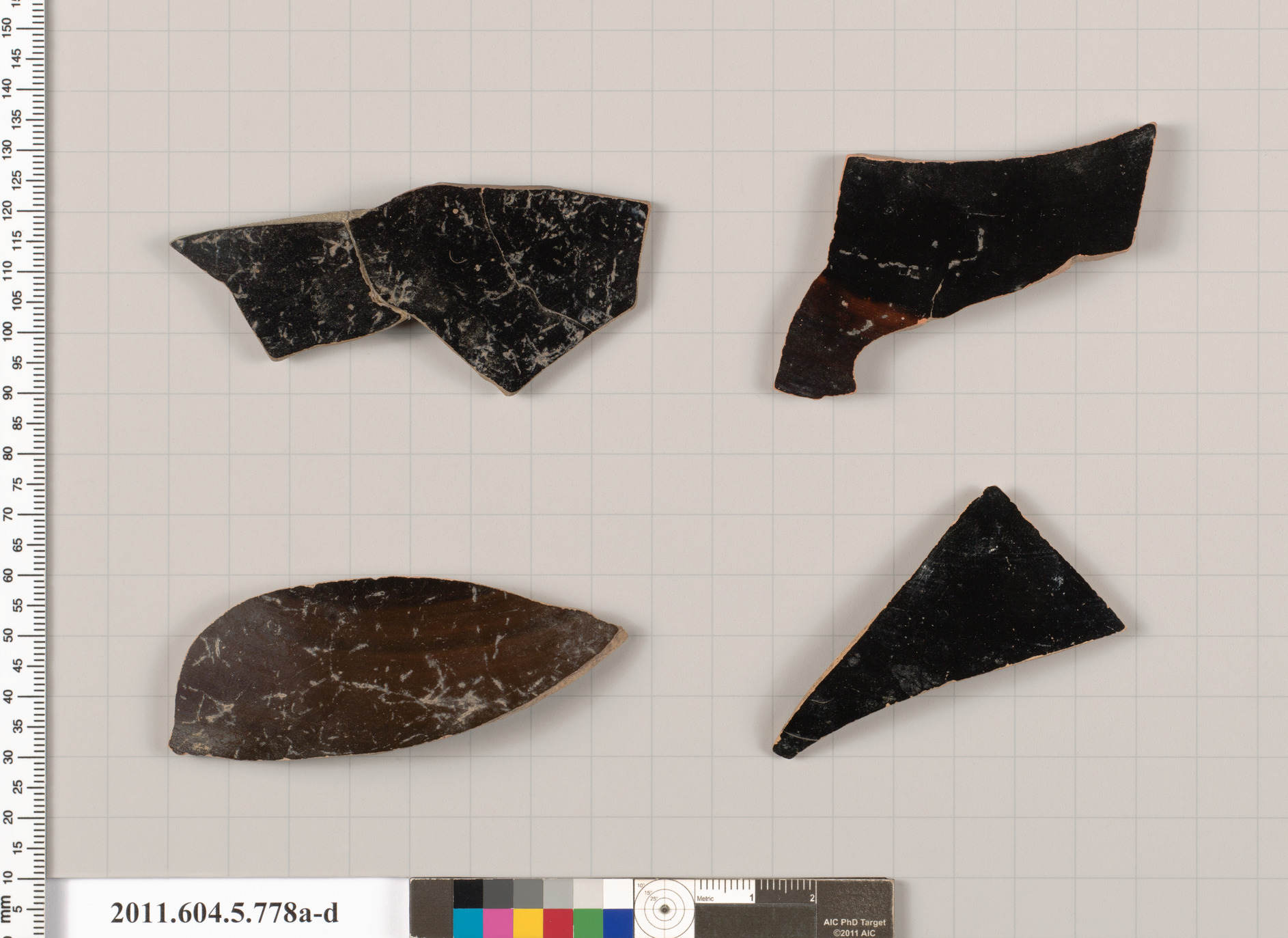 Terracotta fragments of kylikes (drinking cups) - Greek, Attic ...