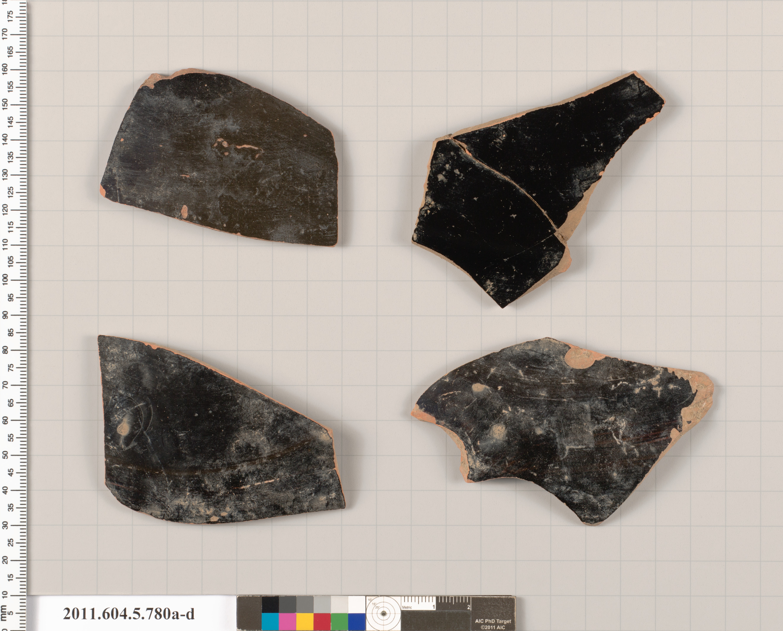 Terracotta fragments of kylikes (drinking cups) - Greek, Attic ...